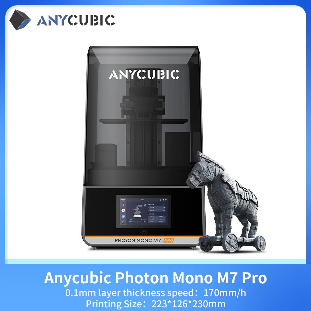 ANYCUBIC Photon Mono M7 Pro 3D-принтер на смолу с LCD-экраном 10,1 дюйма 14K Mono MSLA 3D-принтер Скорость до 170 мм/ч Размер печати 223*126*230 мм