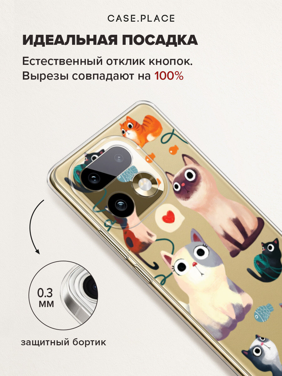 Чехол на Realme 16 Pro+ / Реалми 16 Про+ с принтом Любопытные котики — фото 1