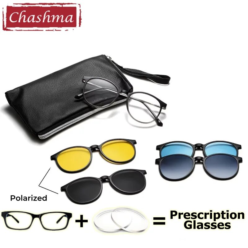 Магнитные поляризационные клипсы Chashma для очков Gradient Black, 1.56, Единая версия, Фото Серый