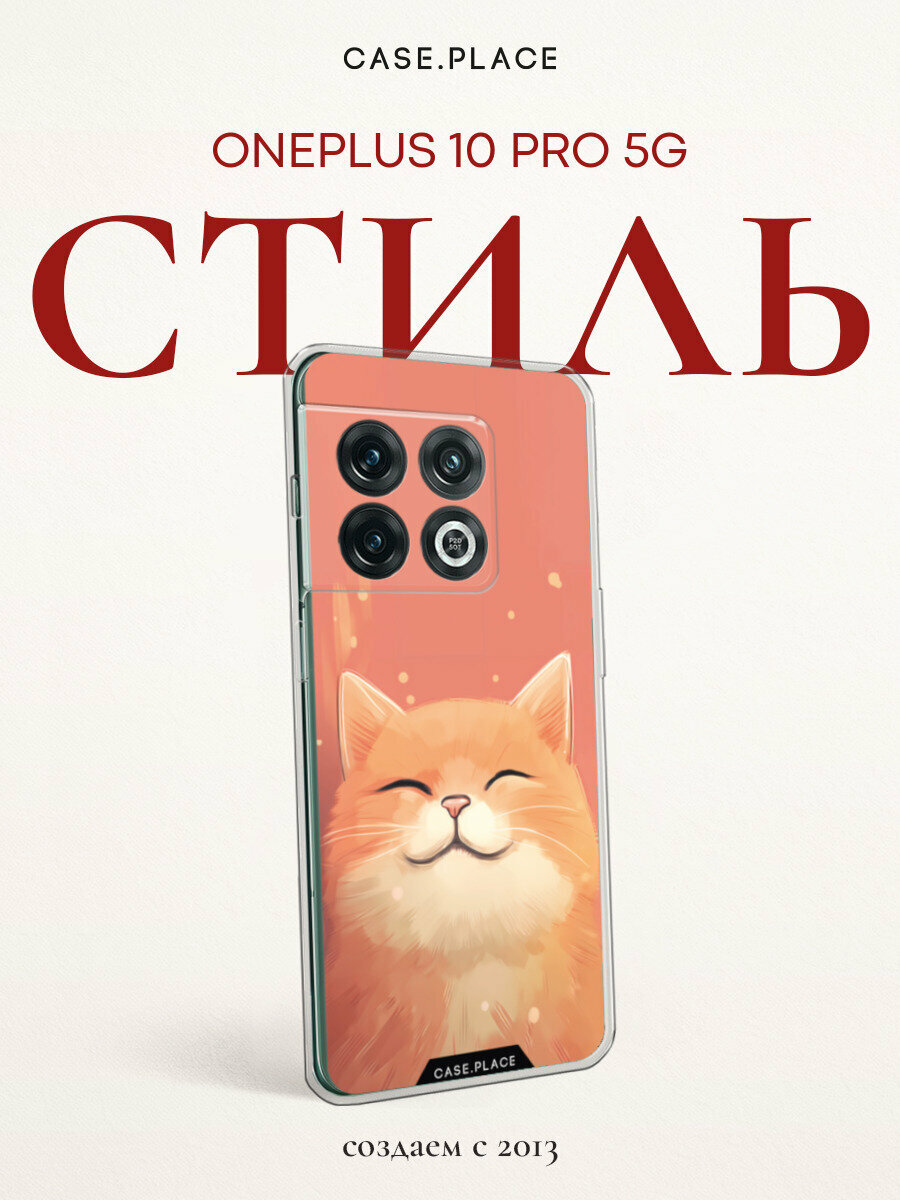 Чехол на OnePlus 10 Pro / ВанПлас 10 Про с принтом "Довольный рыжий котик"