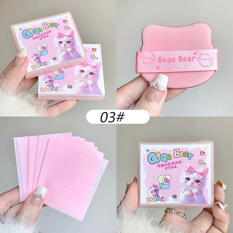 Матирующие салфетки для лица Gege Bear, розовые, 03#