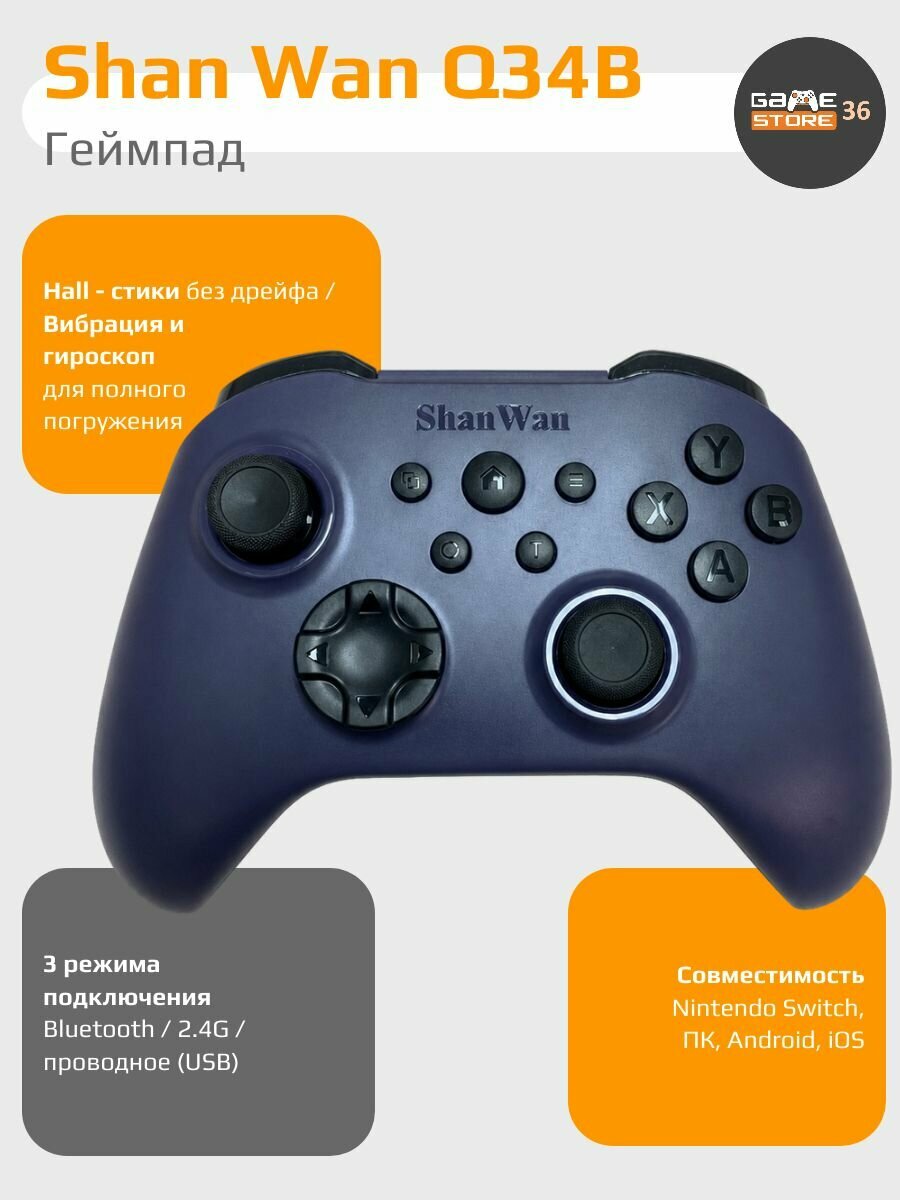 Геймпад Q34B, Bluetooth, Радио, темно-синий