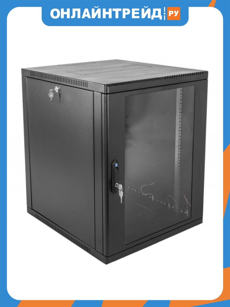 Шкаф коммутационный Цмо (ШРН-12.650-9005) настенный 12U 600x658мм пер. дв. стекл 200кг черный