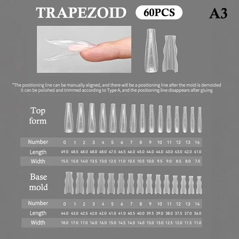 Jiauting Двойные формы для наращивания ногтей 120/60 шт, 15 размеров A3