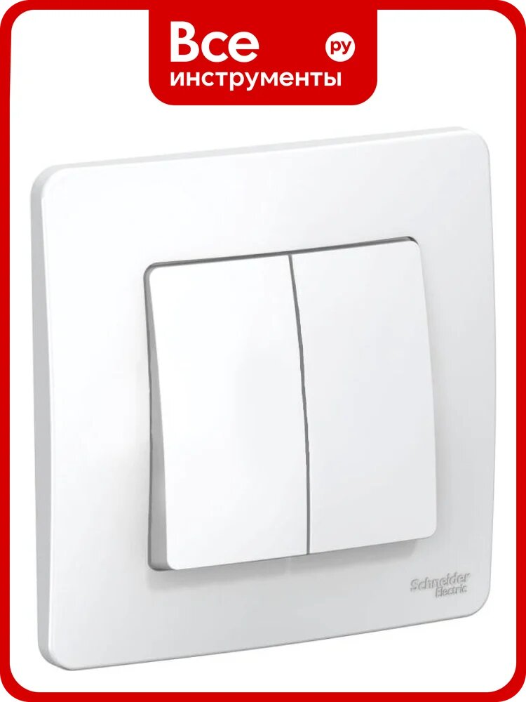 2-клавишный выключатель Systeme Electric (Schneider Electric) BLANCA С/У, 6А, 250В, белый, для сетей