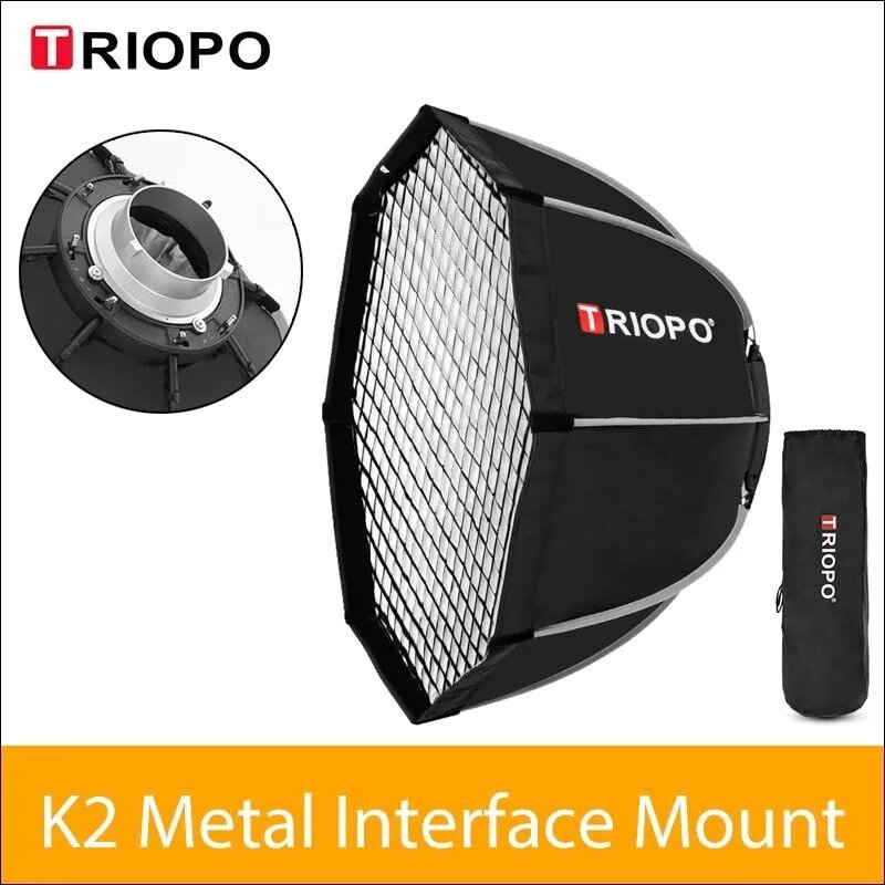 Triopo K2 90 см Софтбокс с быстросъемным креплением Bowens + Сотовая сетка