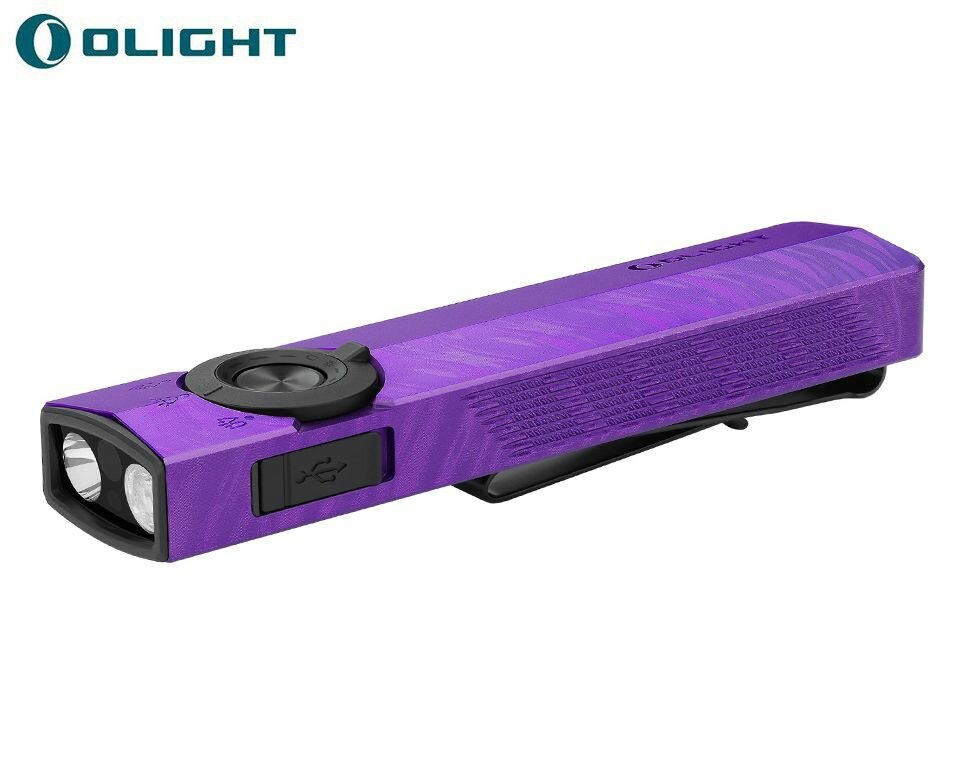 Фонарь Olight ArkPro Nebula Violet (ЛЦУ и УФ), Li-po 2000 mAh, 205 метров, 1500 люмен (Комплект)