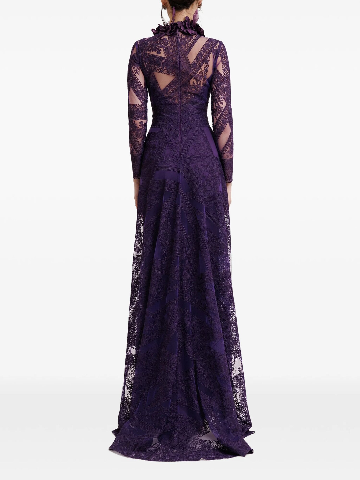 Платье Gemy Maalouf Patterned-lace long-sleeves maxi dress, размер 6, фиолетовый — фото 1