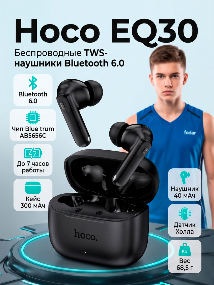 Наушники беспроводные Hoco EQ30 черный