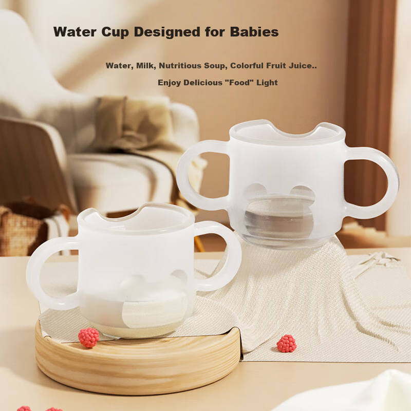 Taoqibaby Силиконовая детская тренировочная кружка с двойными ручками 150 мл Ёмкость：Мягкий силикон 150 мл [Открытый