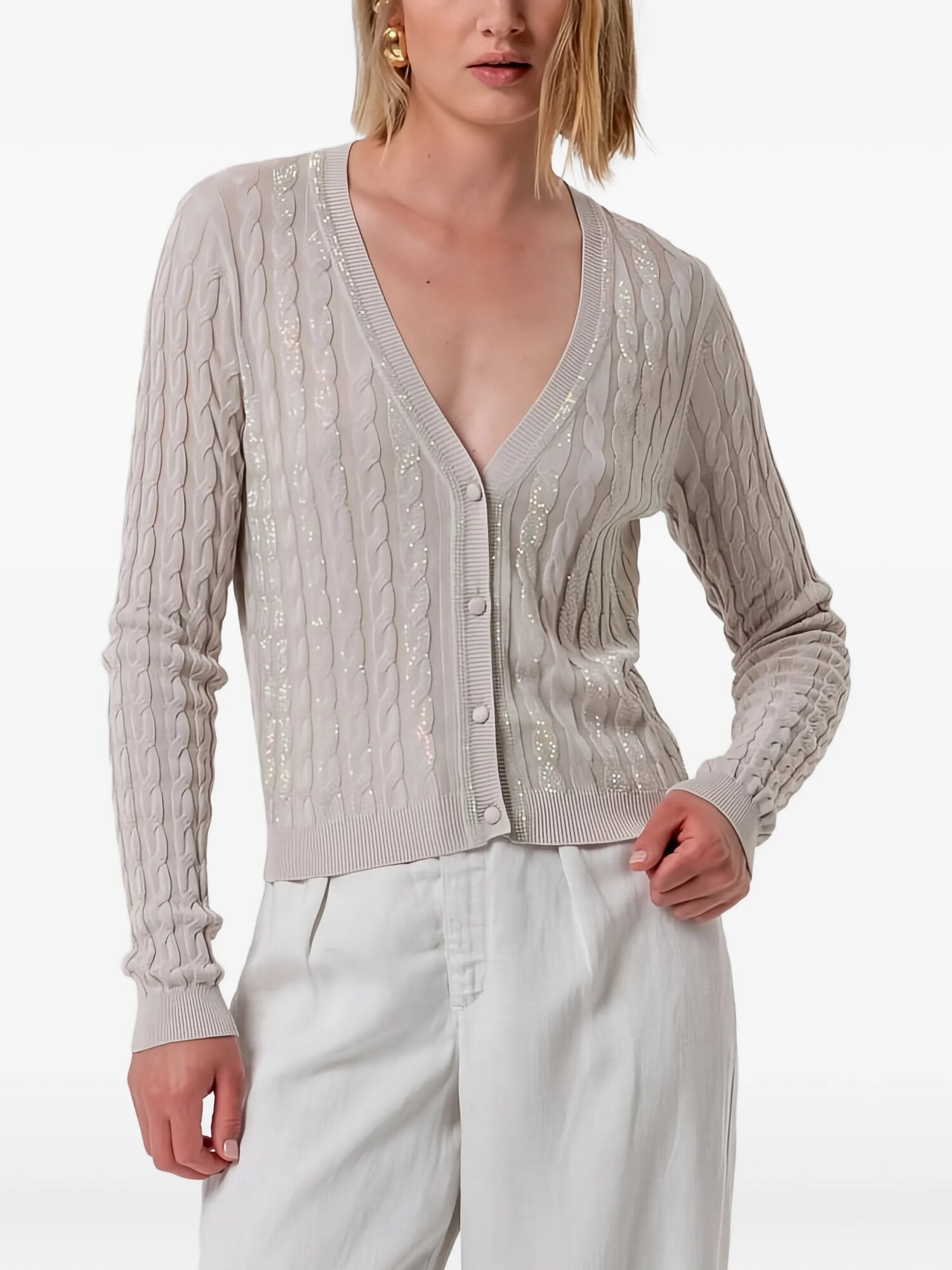 Кардиган Sequin-embellished cable-knit cardigan