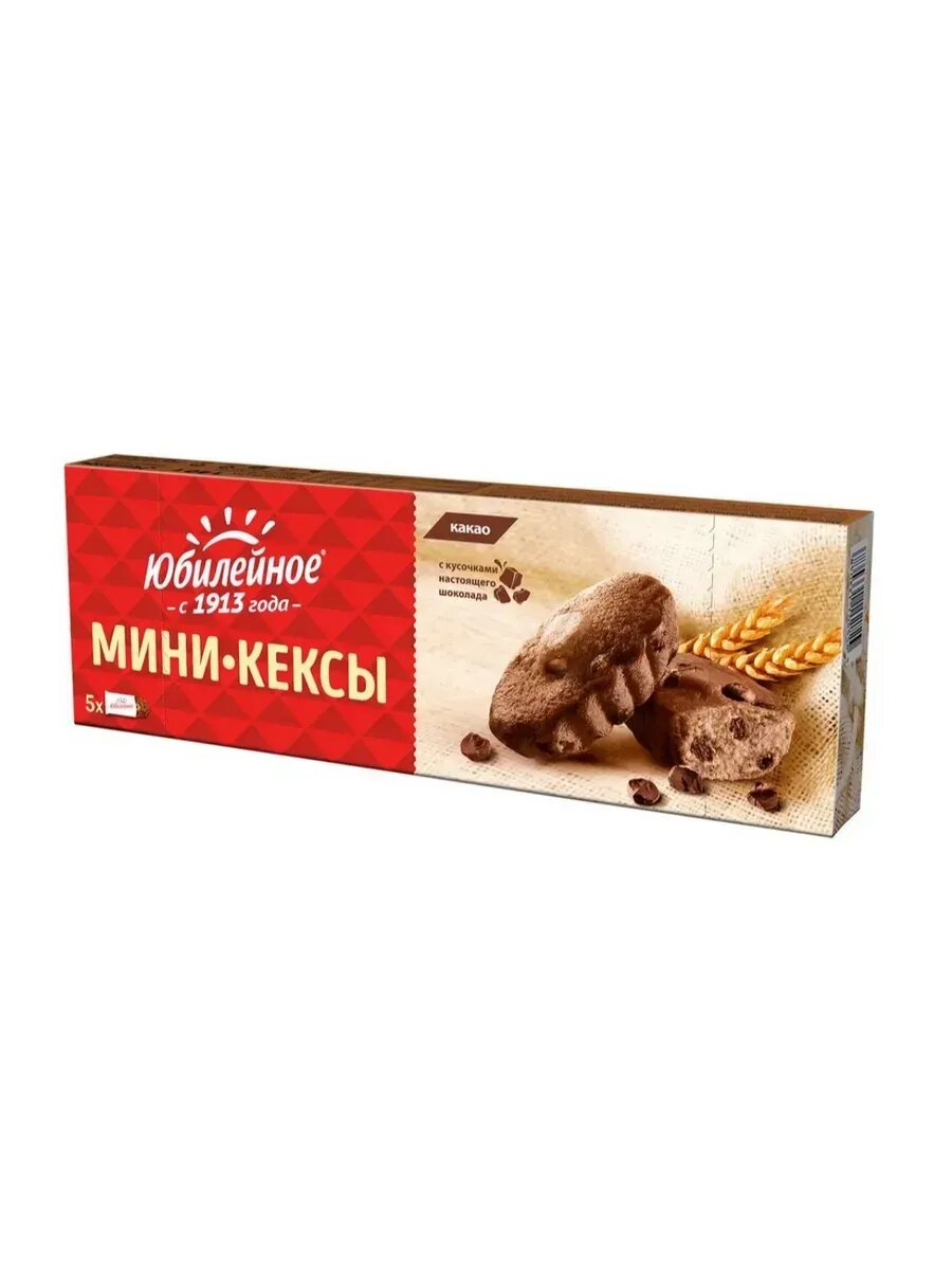 Юбилейное Мини-кексы с кусочками темного шоколада и какао, 140 г