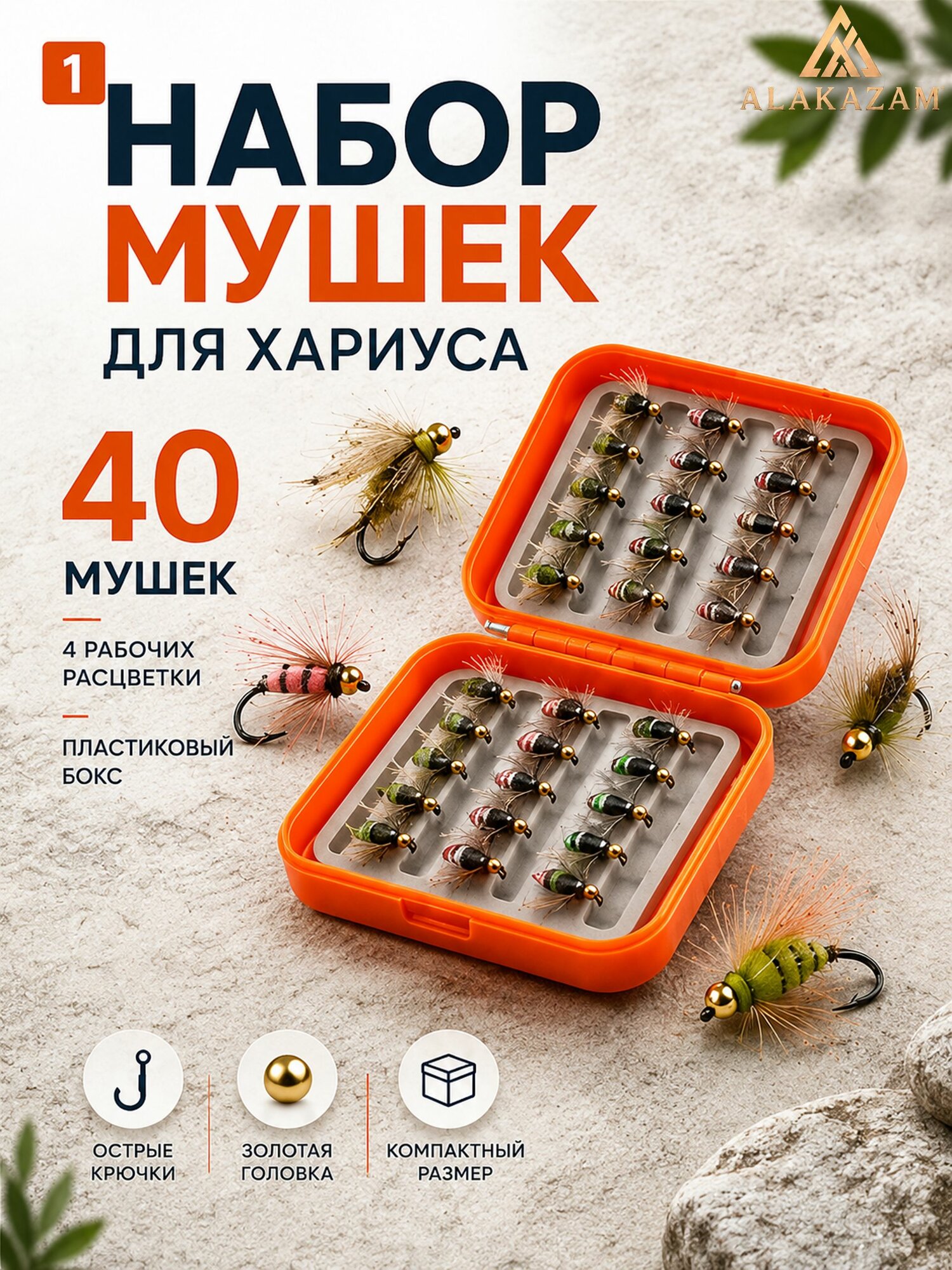 Мушки для рыбалки Мушки на хариуса 40шт