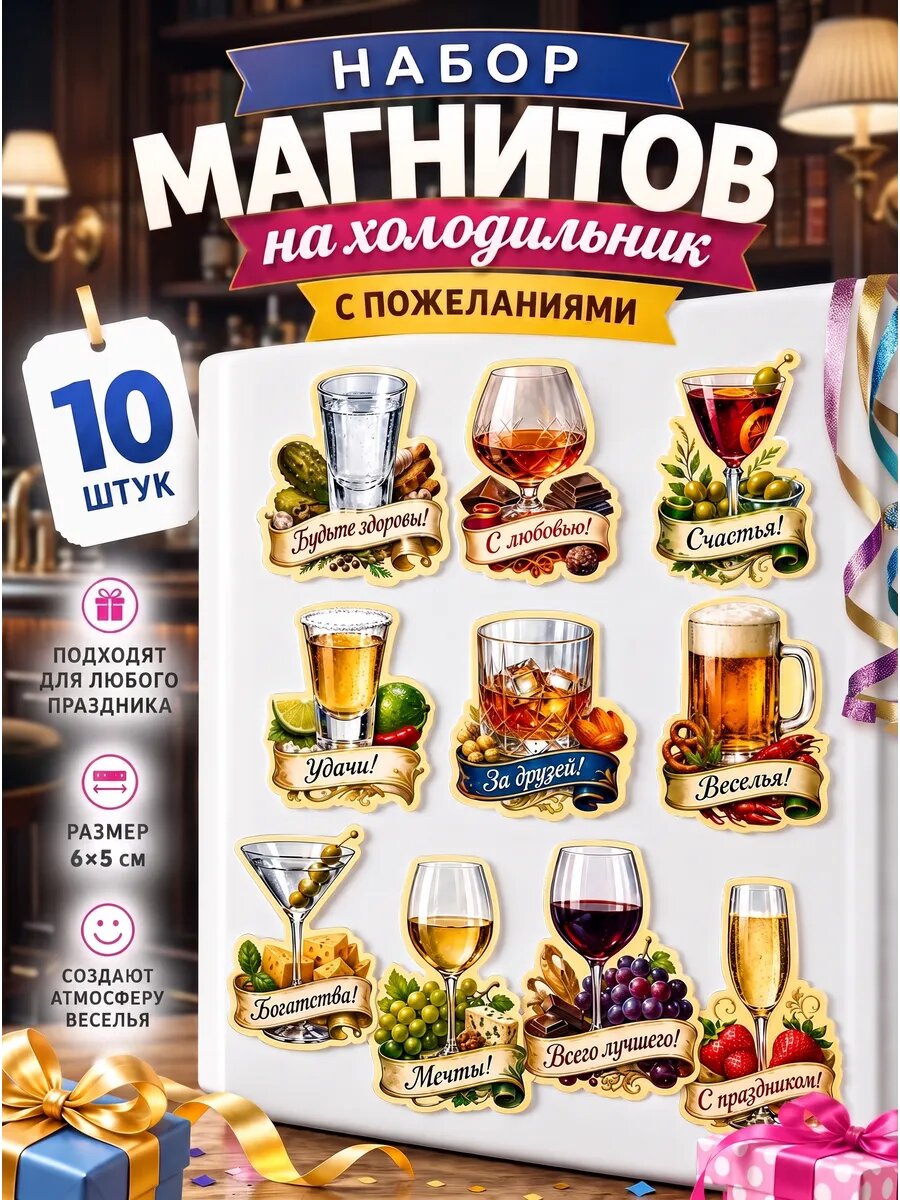 Магниты на холодильник 10 штук