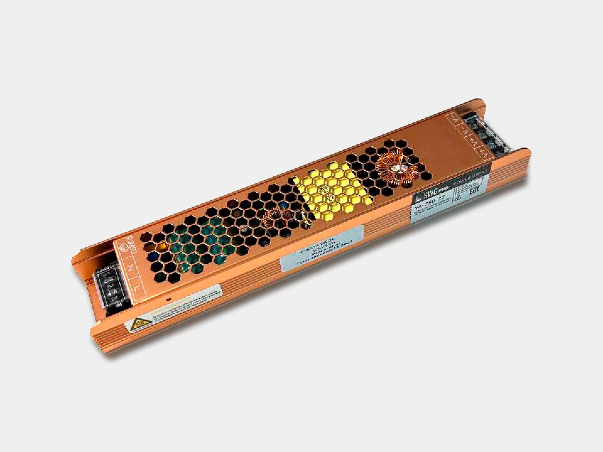 Компактный блок питания в металлическом корпусе, IP20, 250W, 12V, without fan, YA-250-12