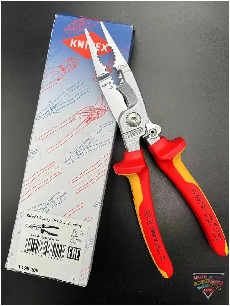 Knipex 1396200 Электрические клещи 6 в 1. Комбинированные и многофункциональные клещи, проверенные VDE 13 96 200