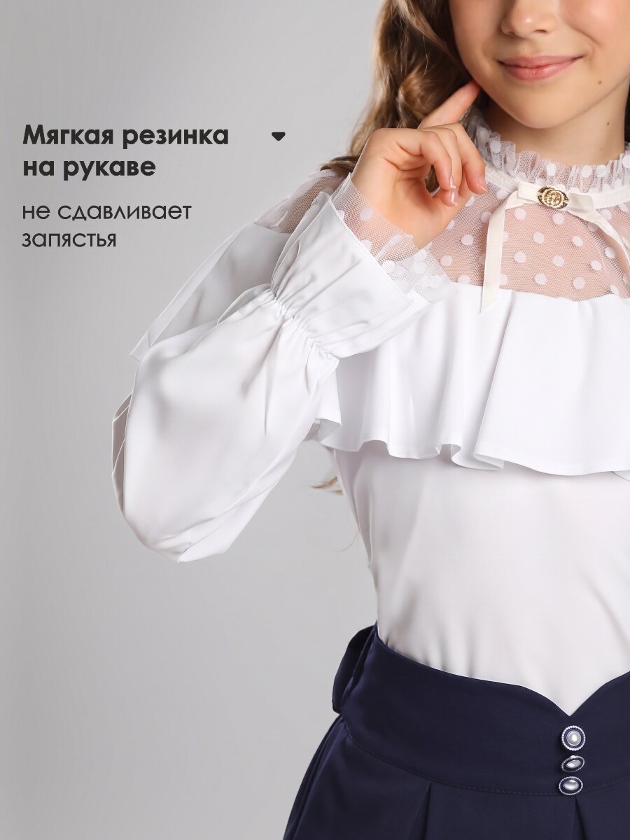 Школьная блуза Соль&Перец, размер 158-44, белый — фото 1