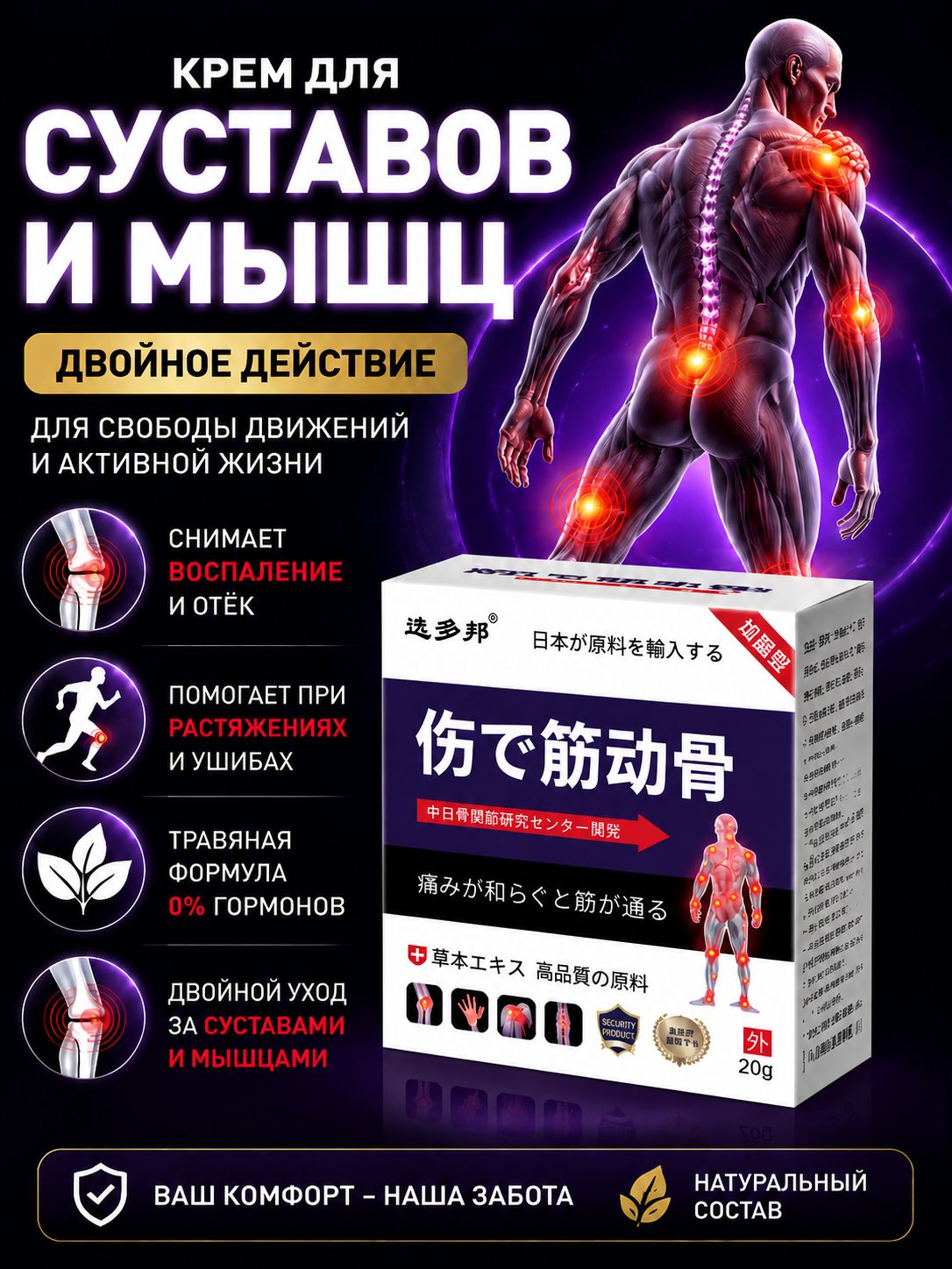 Чудо-мазь из Китая от растяжения мышц, вывихов и ушибов. Обезболивающий крем восстанавливает ткани, ускоряет заживление и снимает боль