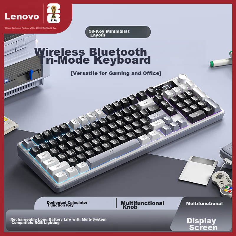 Lenovo GK10 Lite 98-клавишная беспроводная Bluetooth трирежимная механическая подсветка RGB игровая офисная тихая