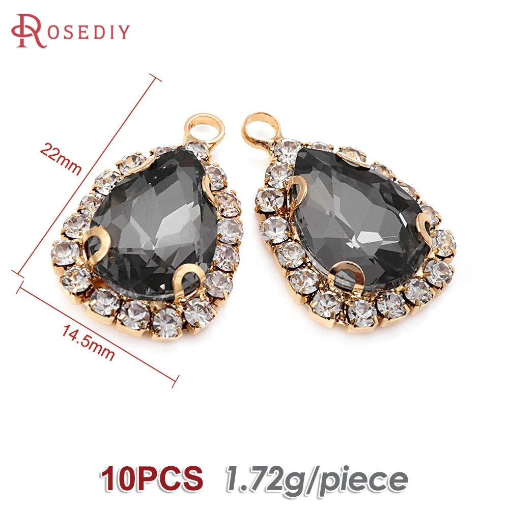Подвески Rosediy, 10 шт, Deep Grey, 22x14.5 мм