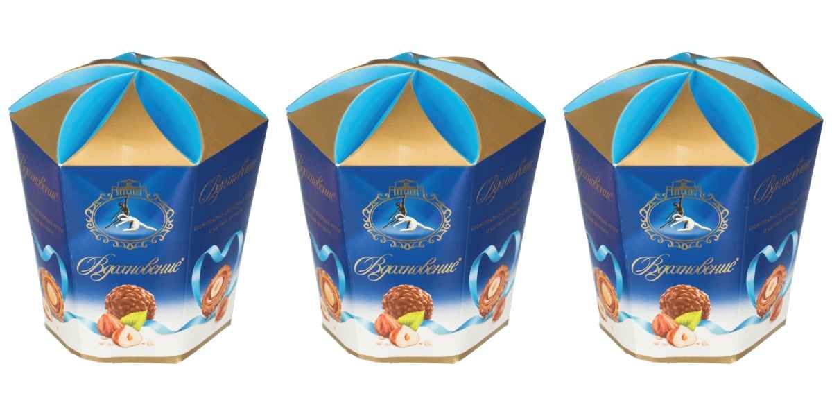 Вдохновение Конфеты с шоколадно-ореховым кремом и целым фундуком 150 г, 3 шт