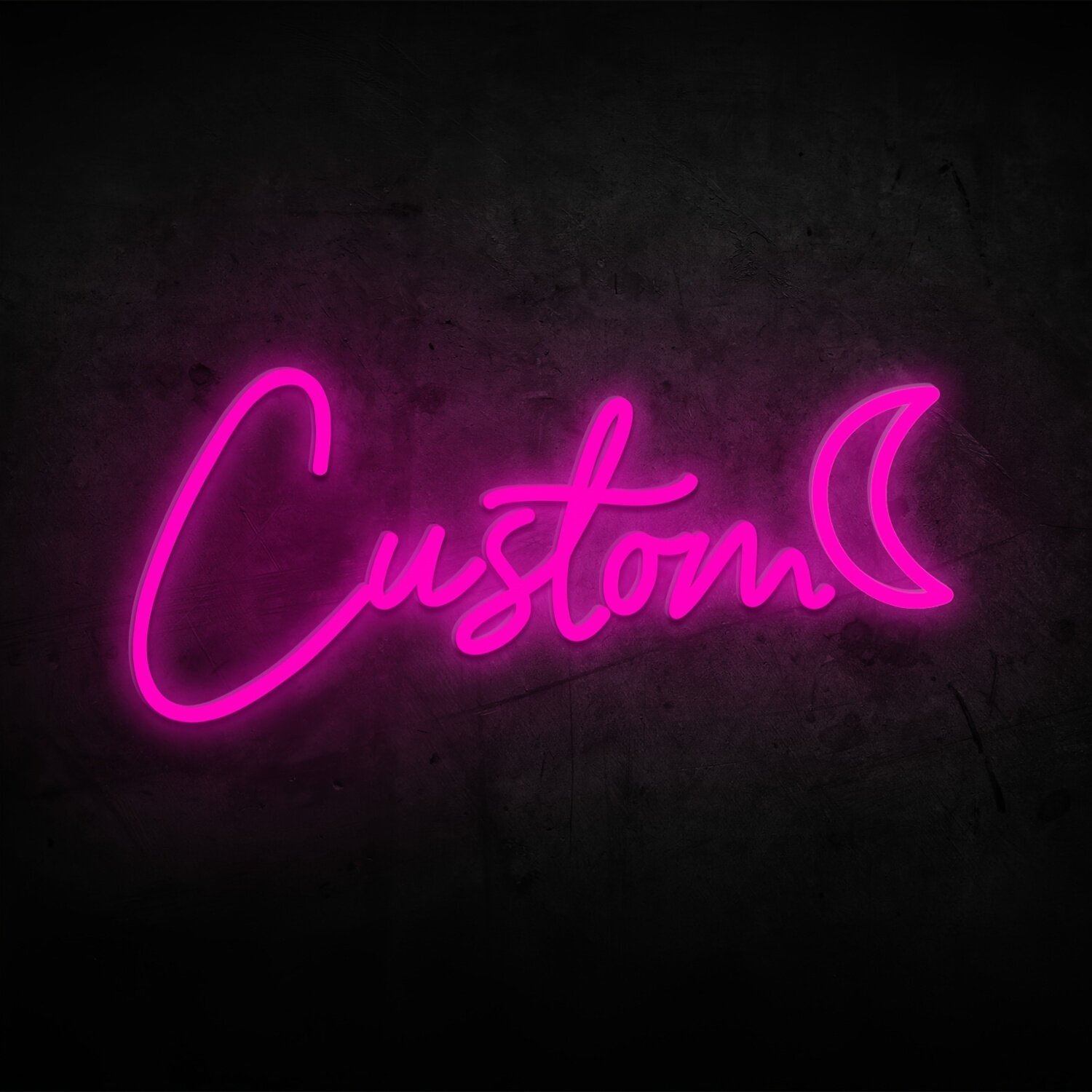 Неоновая светодиодная вывеска в форме полумесяца с надписью «Custom» курсивом, настенный декоративный светильник на USB, розово-красный, 12 дюймов (30,48 см), 4 буквы