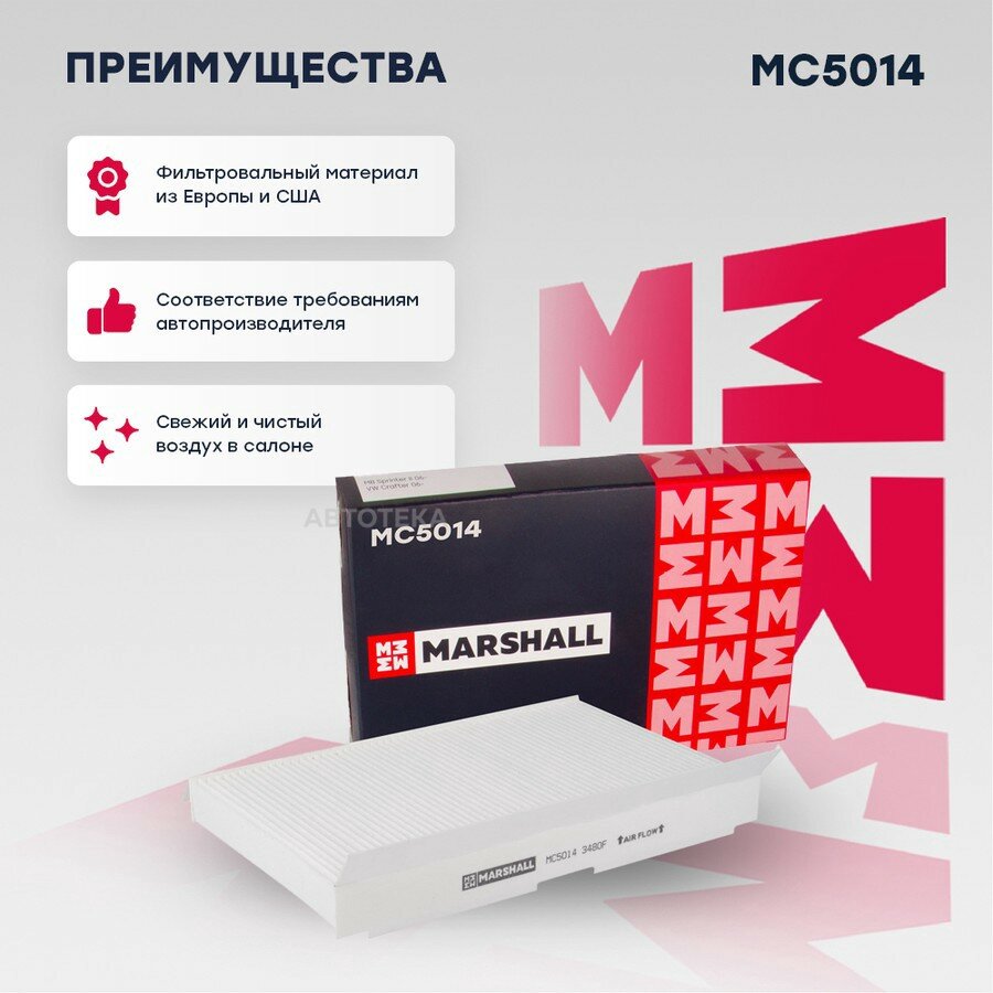 Фильтр салонный citroen c3 i 01- citroen c4 i ii 04- peugeot 307 01 MARSHALL MC5014