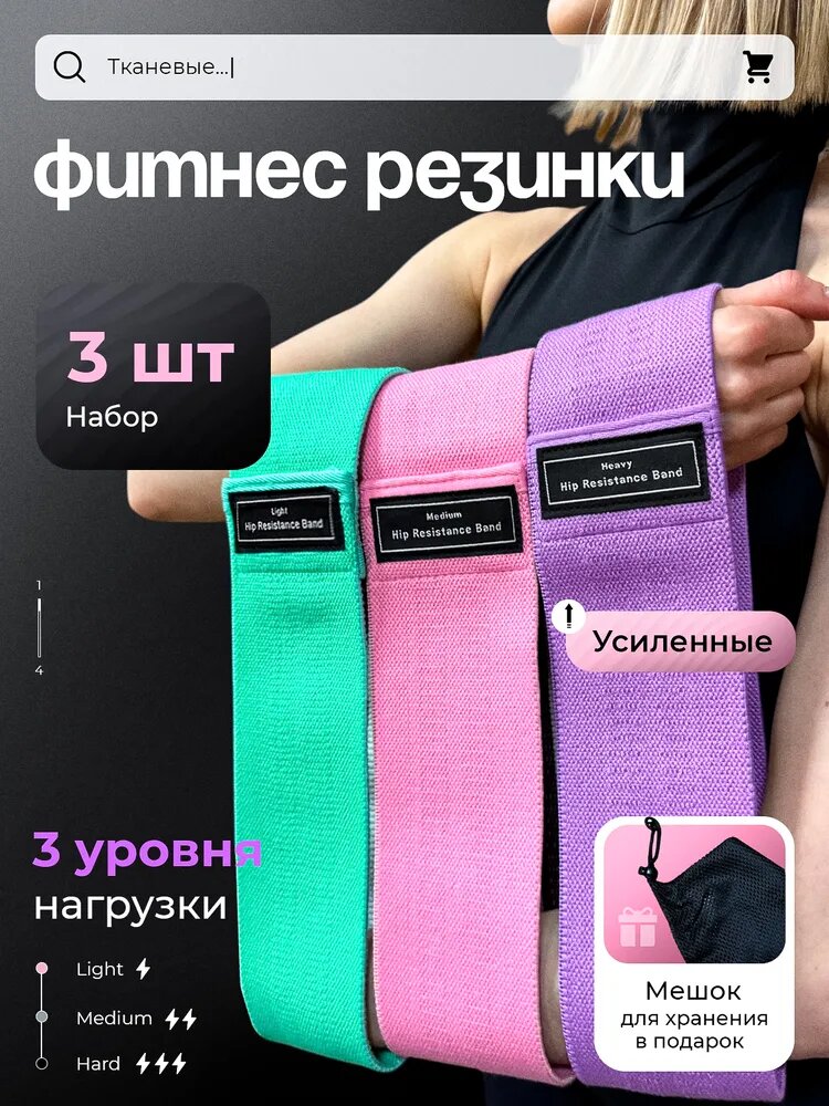 Фитнес резинки тканевые