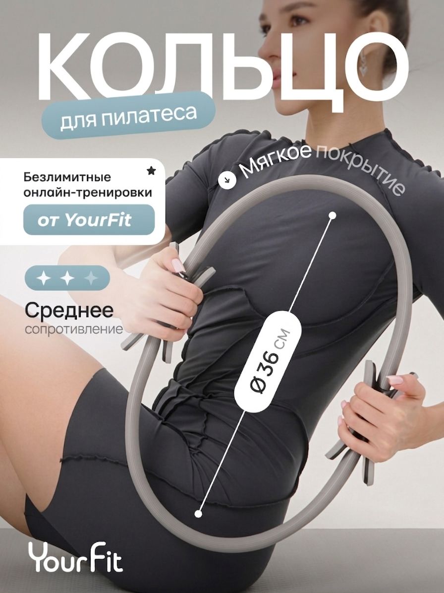 Изотоническое кольцо для пилатеса, серое, YourFit