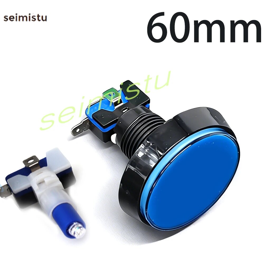 Аркадная кнопка Seimistu 60 мм с подсветкой Синий, 60MM Flat--blue