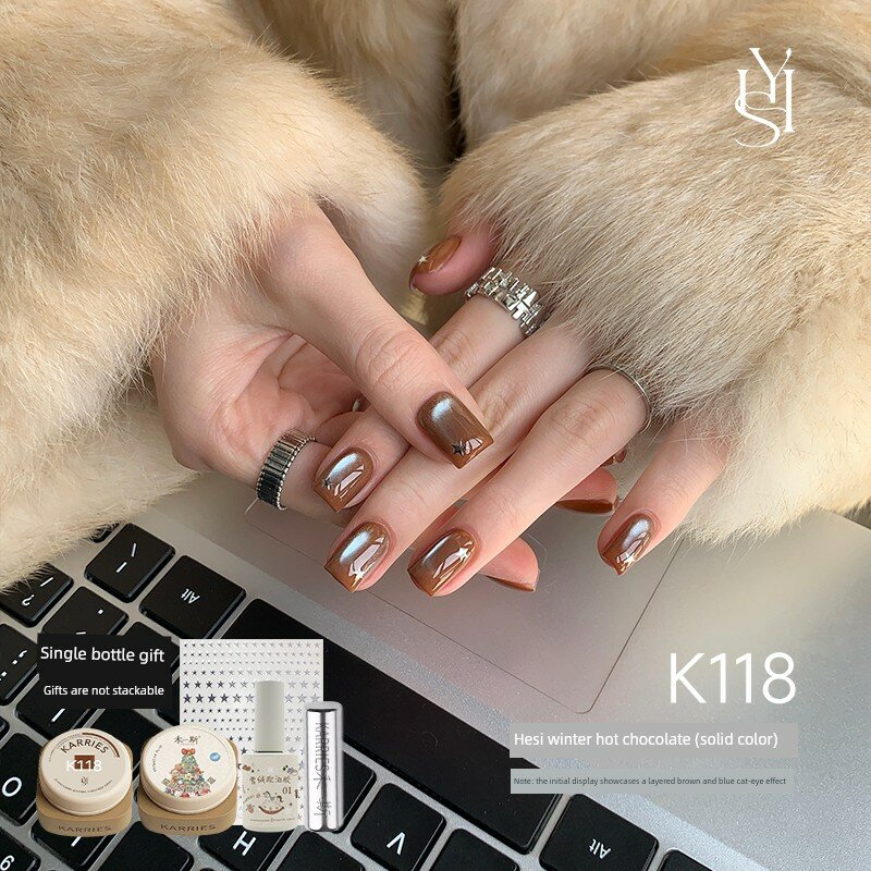 Гель-лак Hot Chocolate K118, зимняя коллекция, 10 мл, матовая текстура, красный оттенок для зимы