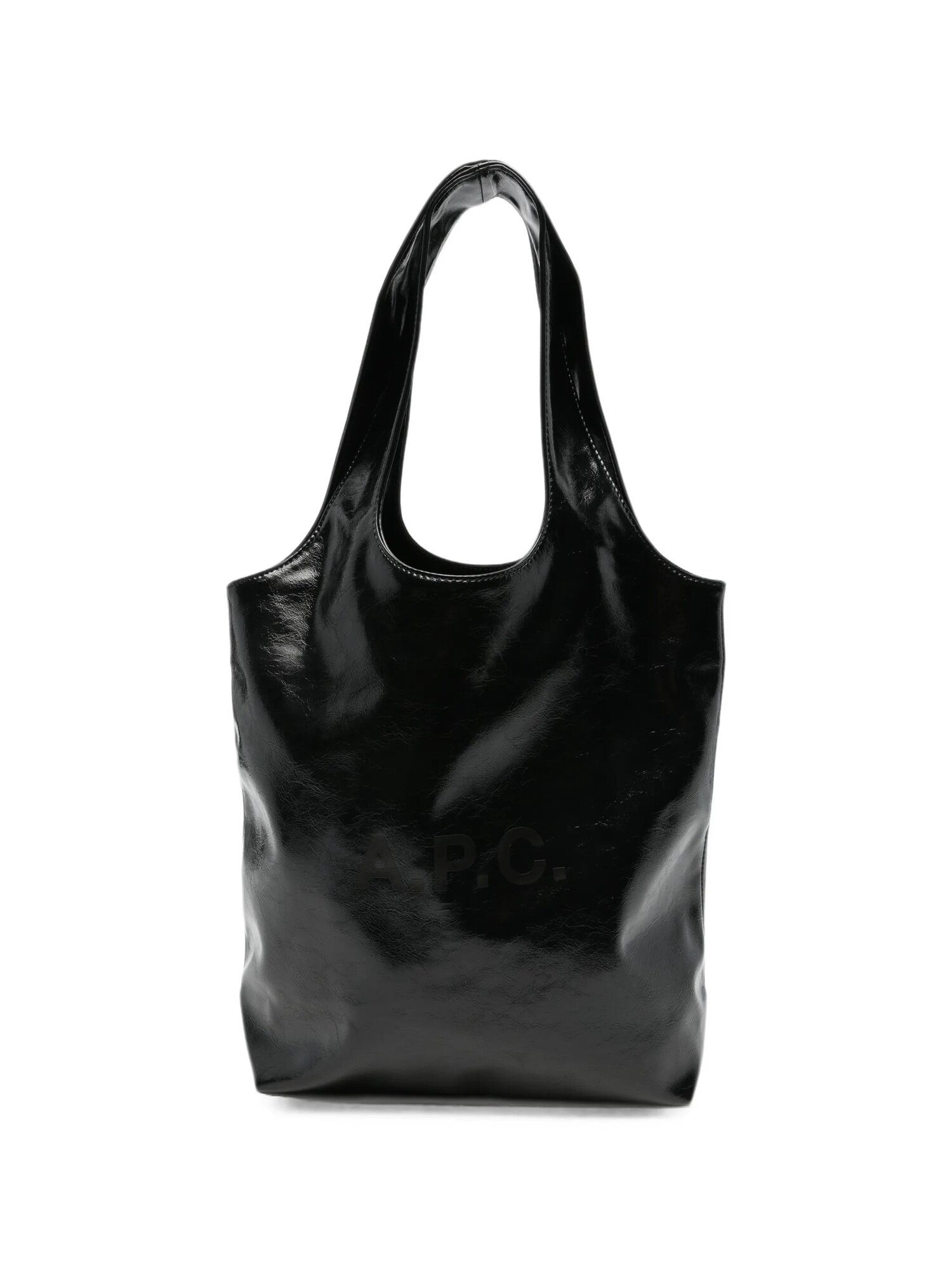 Сумка A.P.C. Logo-print patent-finish tote bag