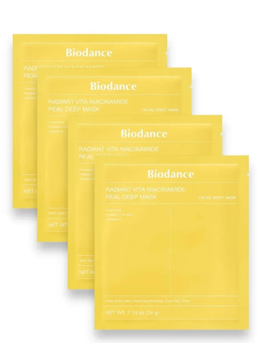Biodance Гидрогелевая маска для лица с ниацинамидом для сияния кожи Radiant Vita Niacinamide Real Deep Mask, 4*34 г