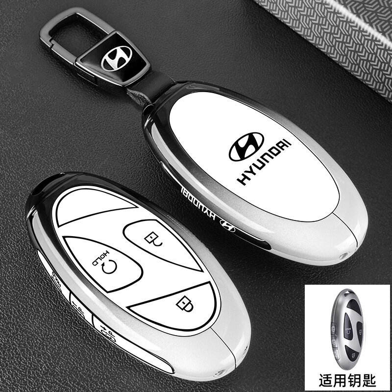 Ключевой чехол для Hyundai Sonata 11-го поколения 2024 года, 6-кнопочный с металлической застежкой, матовый белый