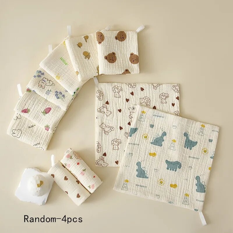 Муслиновые детские полотенца BoYiDan, 4 шт, Random