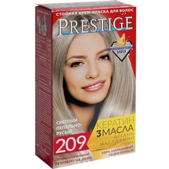 Краска для волос Prestige 209 Светлый пепельно-русый VIP`S Prestige Окрашивание 50 мл