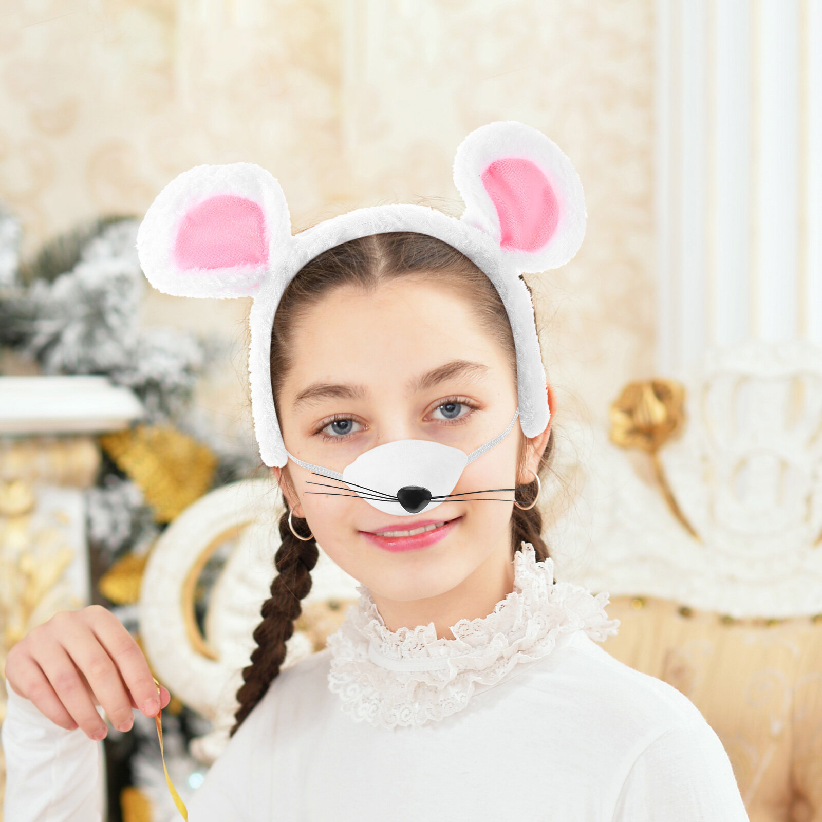 Костюм Мыши С Красивыми Ушами И Хвостом Для Взрослых 1 Набор 27 00X20 00X2 00Cm