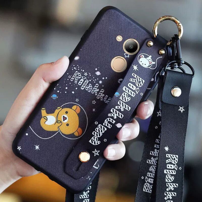 Мягкий силиконовый чехол для Xiaomi Mi 2 с рисунком Relax Bear, в комплекте регулируемый шнур и закаленное стекло