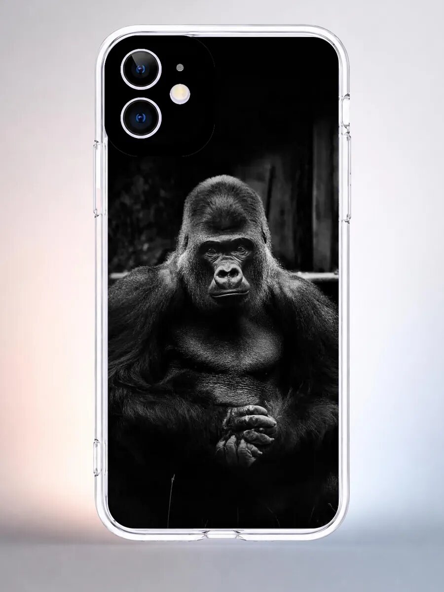 Чехол iPhone 11 горилла сидит силиконовый