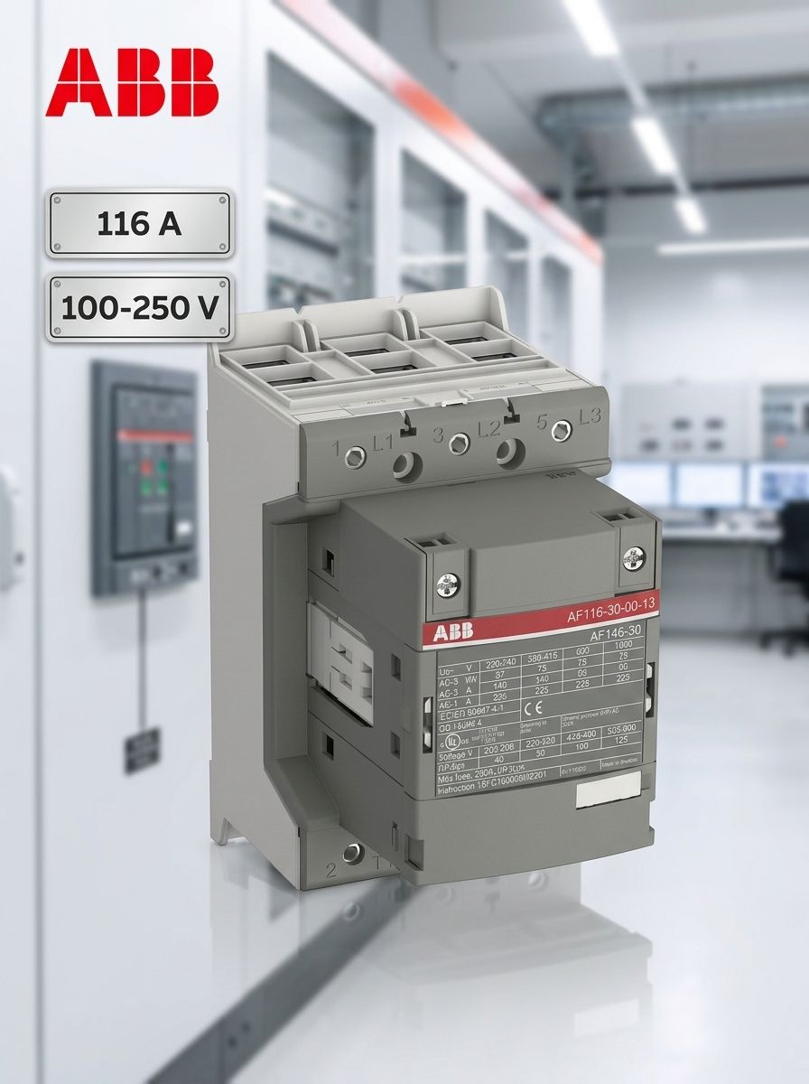 Контактор AF116-30-00-13 116А AC3 катушка 100-250В AC/DC ABB 1SFL427001R1300