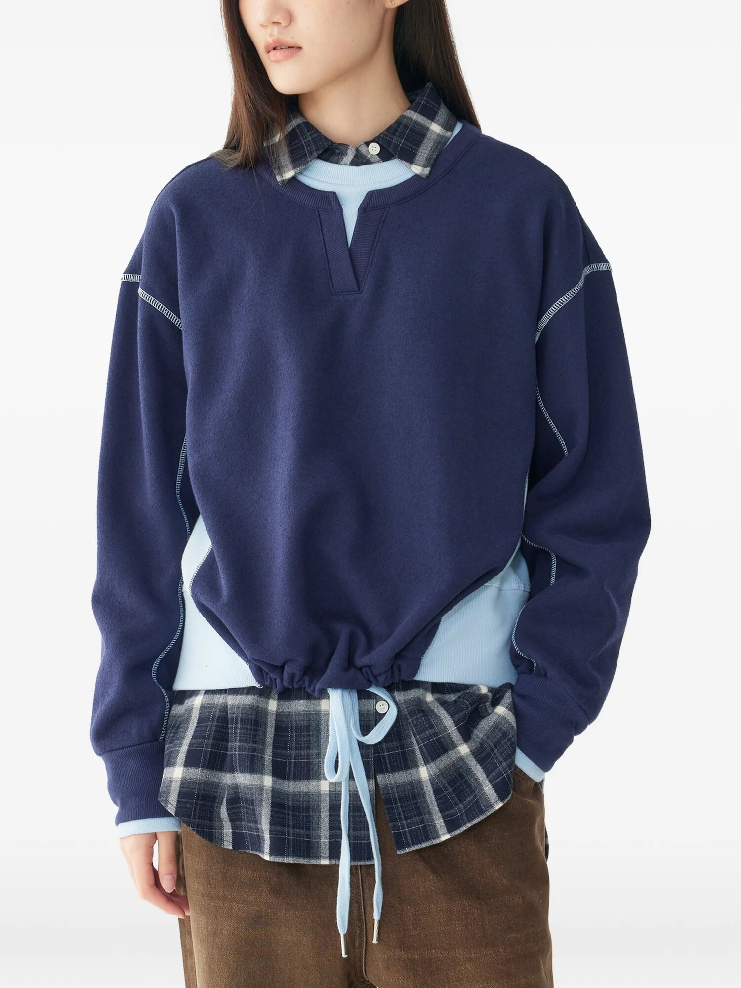 Свитер  Layered-style drawstring sweater, размер OneSize, , синий — фото 1