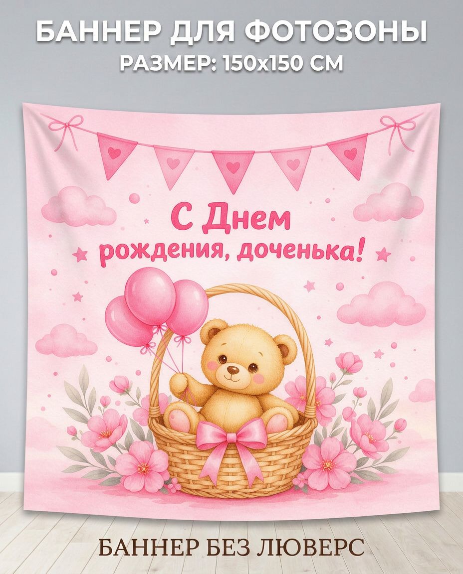 Баннер с днем рождения 100*150 смБаннер с днем рождения