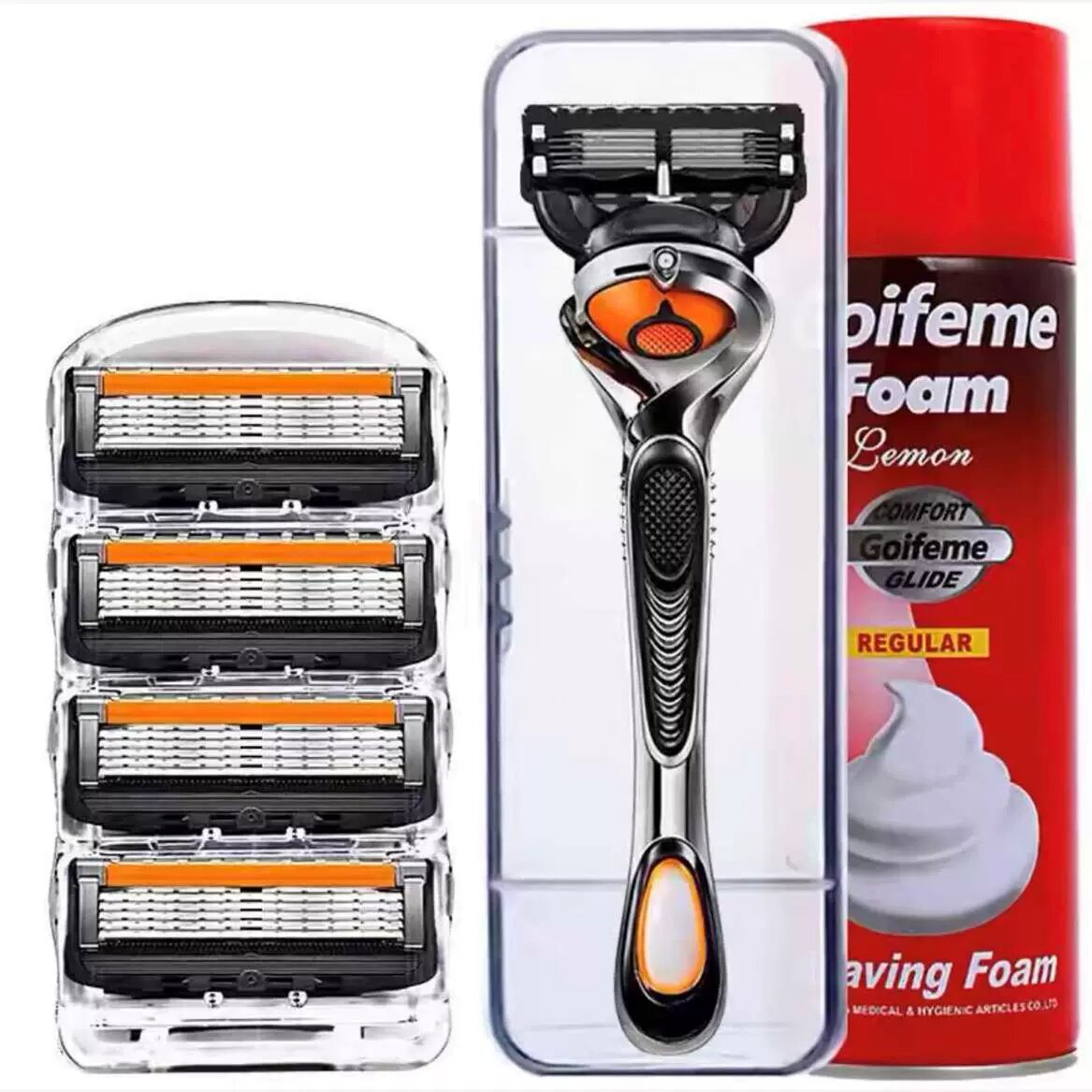 Gillette Fusion5 5-слойный резак с ручкой, 4 лезвия и пеной для бритья