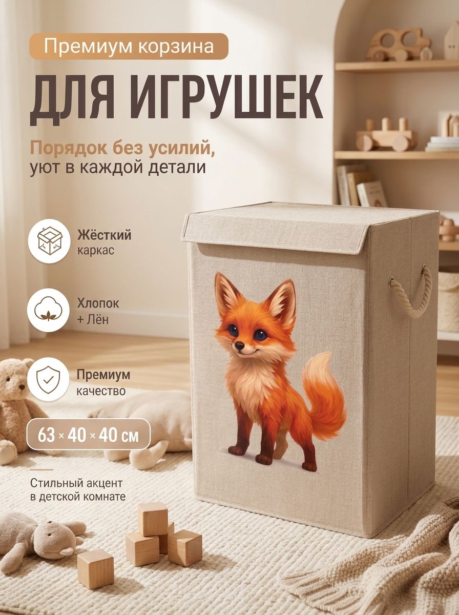 Корзина для игрушек большая/ Корзина для белья /Контейнер для хранения игрушек