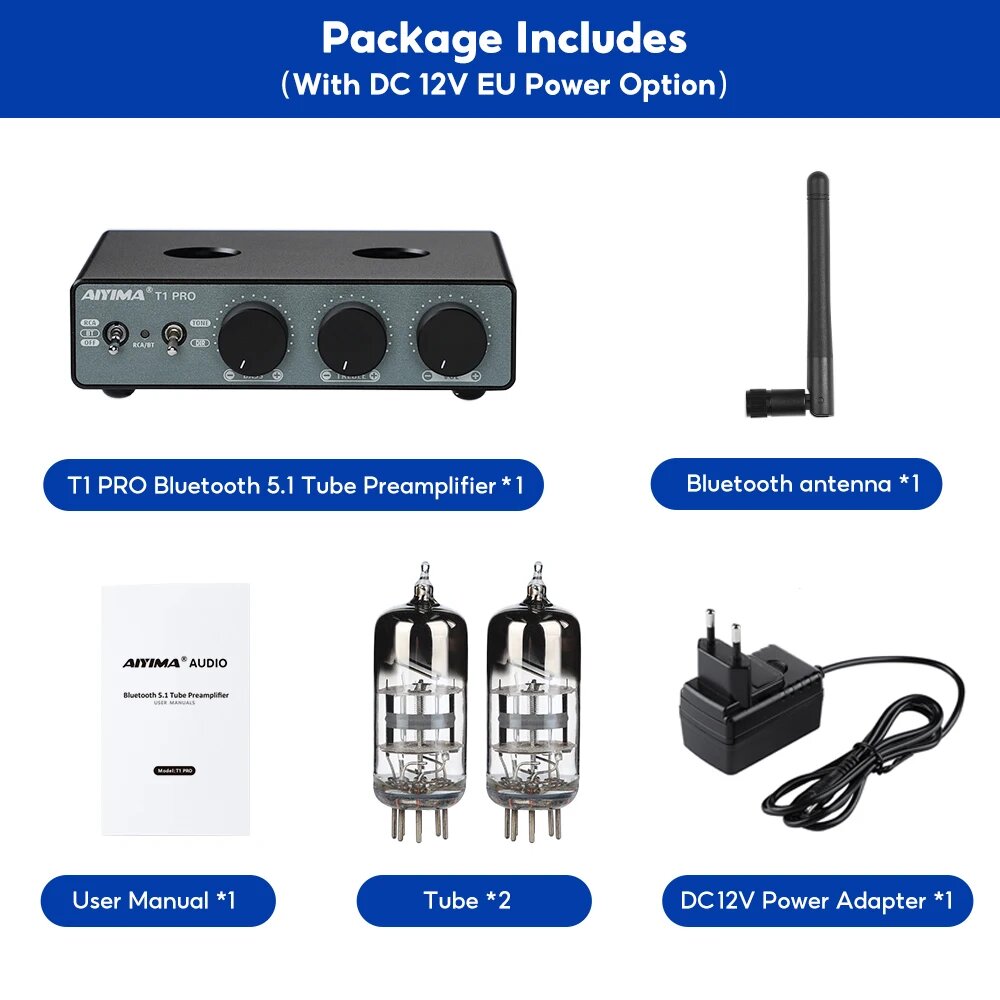 AIYIMA T1 PRO Bluetooth 5.1 предусилитель с EU Plug