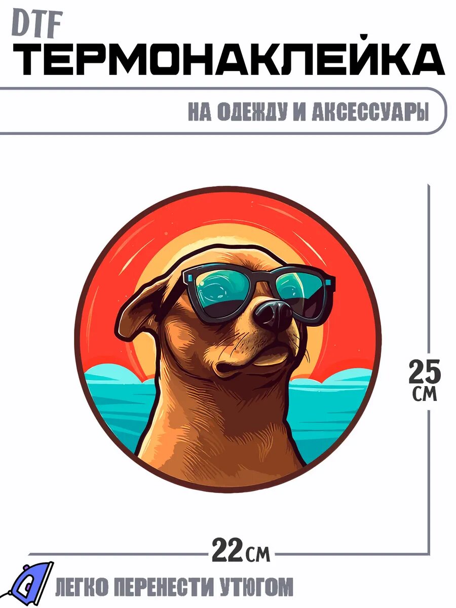 Термонаклейка собачка в очках