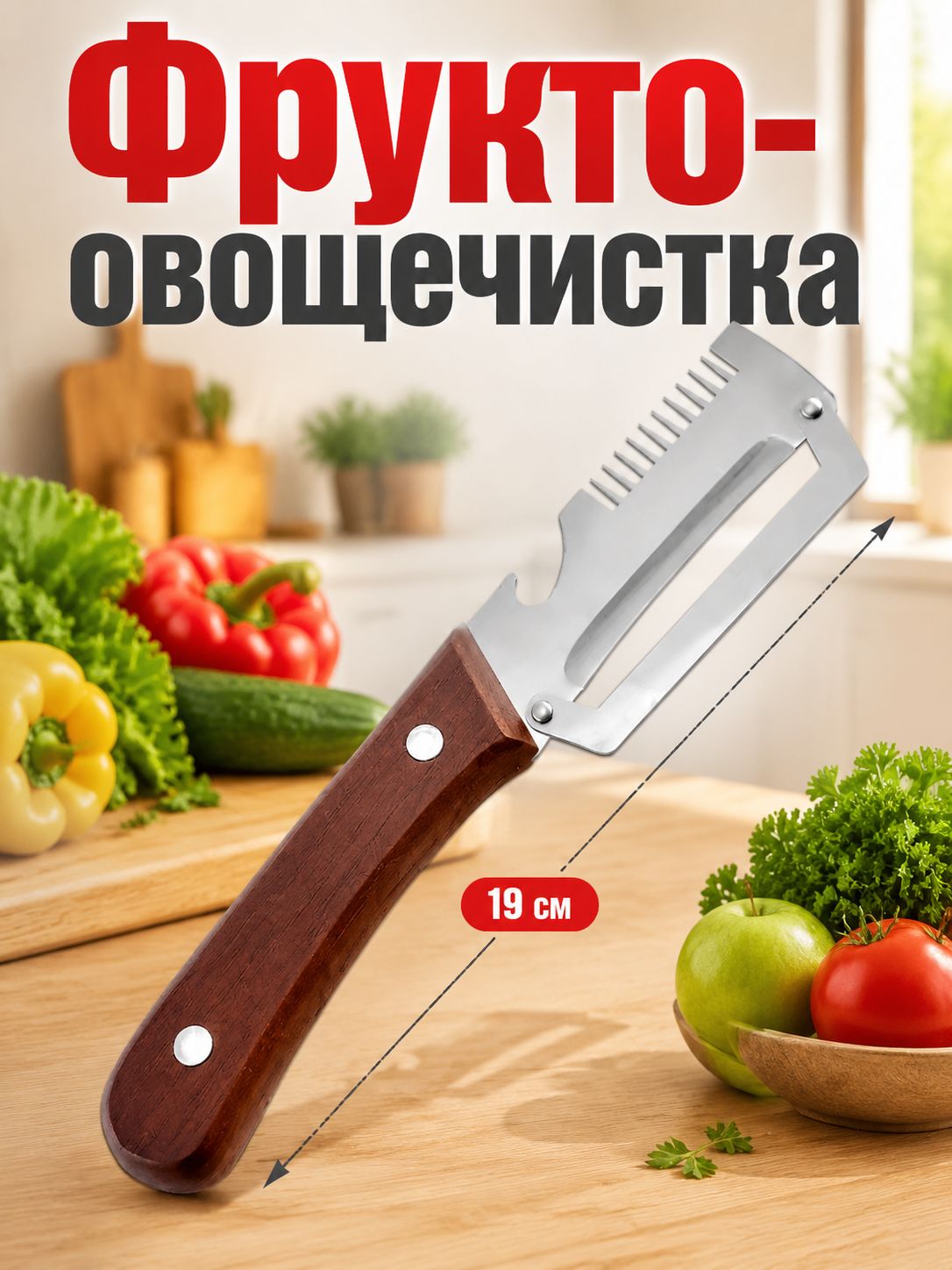 Зазубренный нож для очистки овощей из нержавеющей стали, Его также можно использовать в качестве открывалки для бутылок