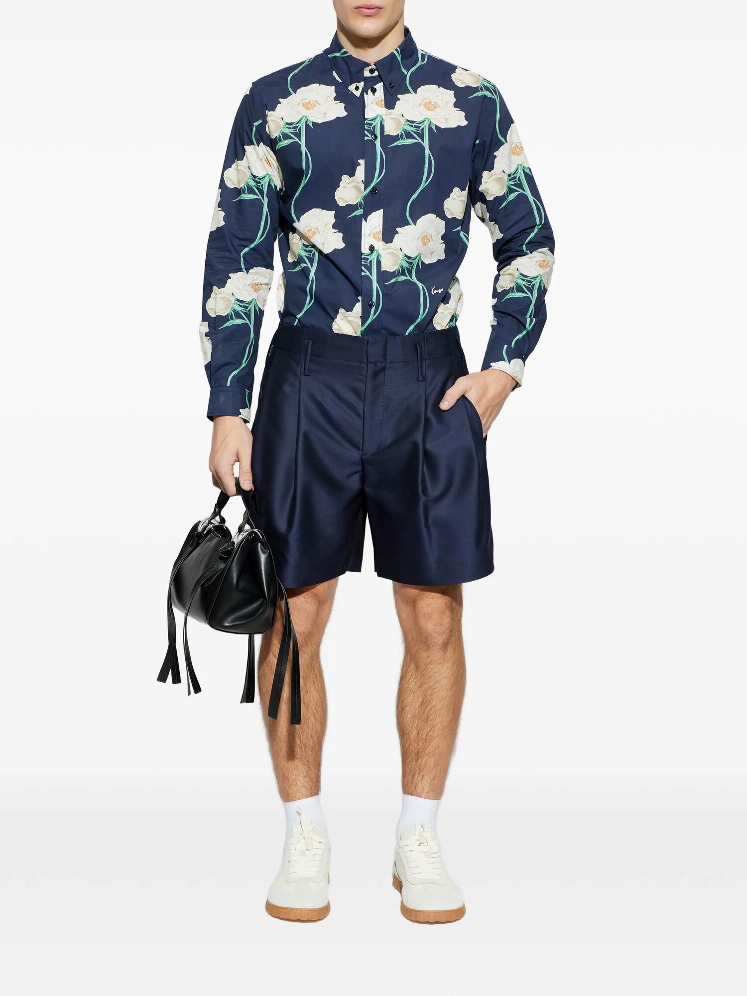 Шорты KENZO Pleated shorts, размер 44, синий — фото 1