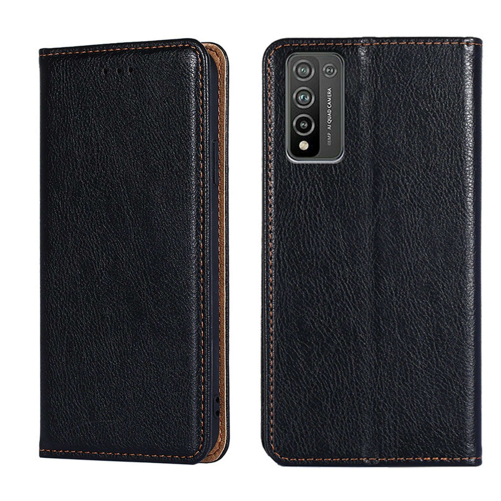 Чехол-книжка MyPads для Honor 10X Lite черный из искусственной кожи