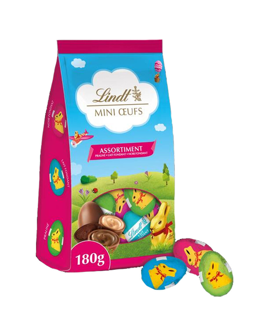 Шоколадные мини яйца Lindt ассорти пасхальная коллекция, 180г х 1шт